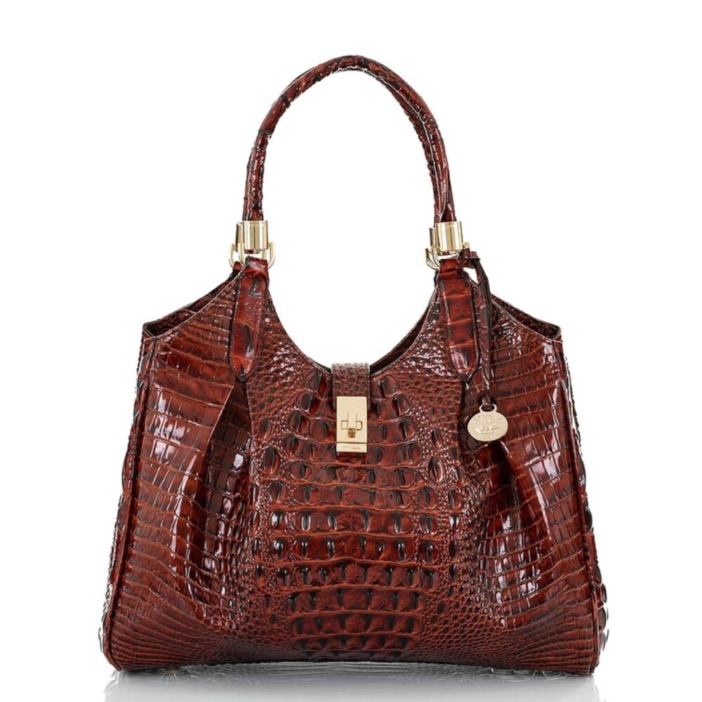 Brahmin Brown Leather Elisa Melbourne Satchel Bag - Gem